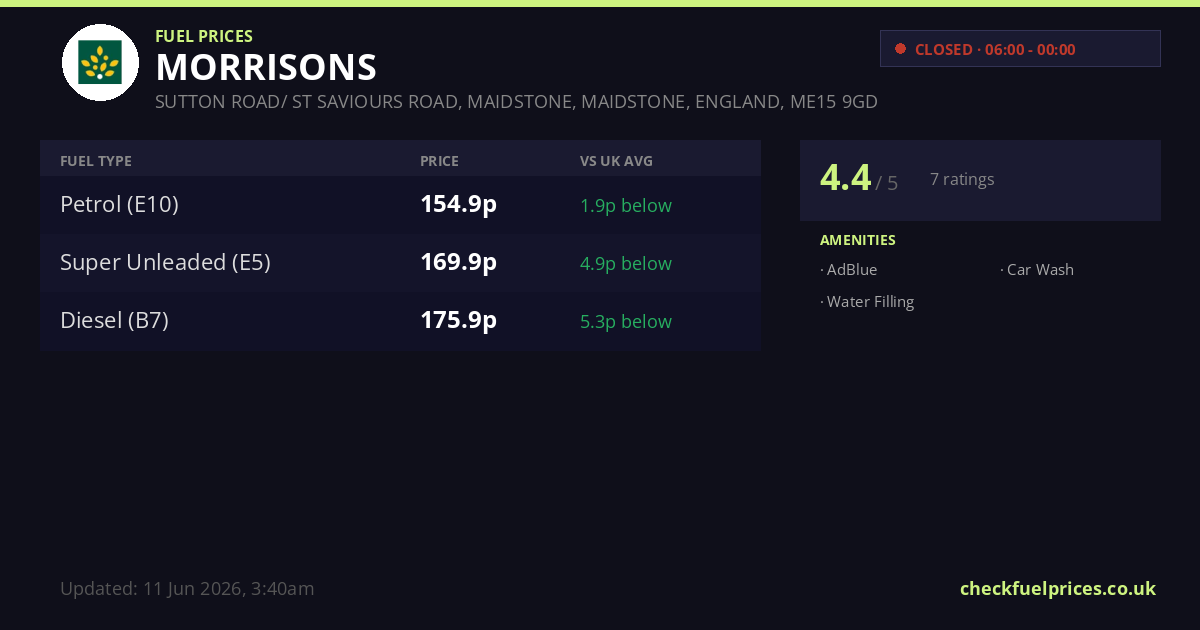 MORRISONS Bearsted SUTTON ROAD/ ST SAVIOURS ROAD, MAIDSTONE, MAIDSTONE ...