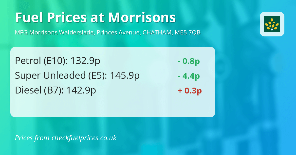 Morrisons MFG Morrisons Walderslade, Princes Avenue, CHATHAM Fuel ...